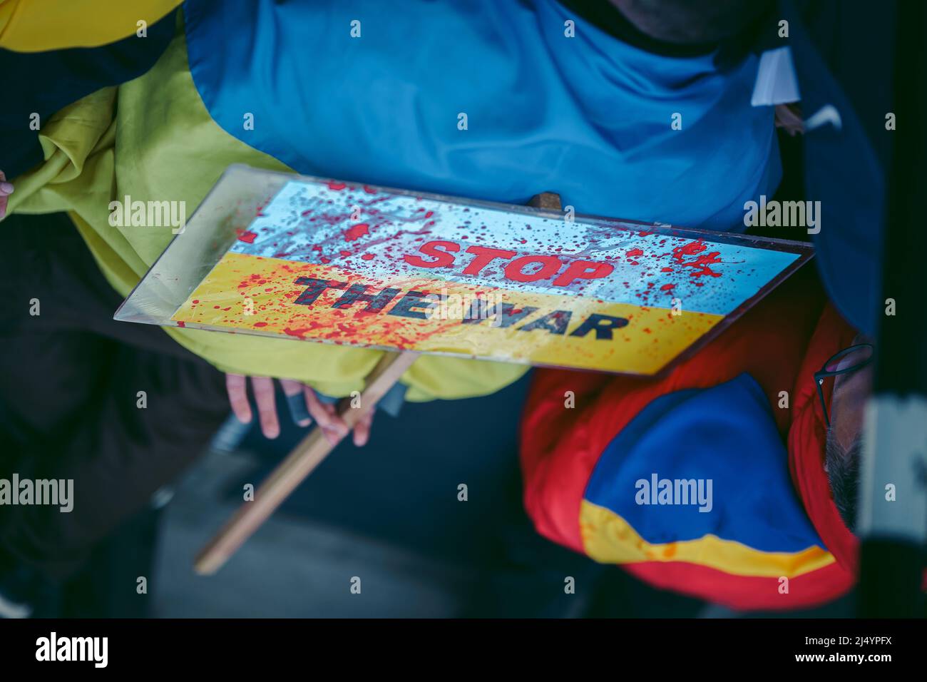 Russian embassy, London | UK - 2022.04.07: Ukrainian people protest ...