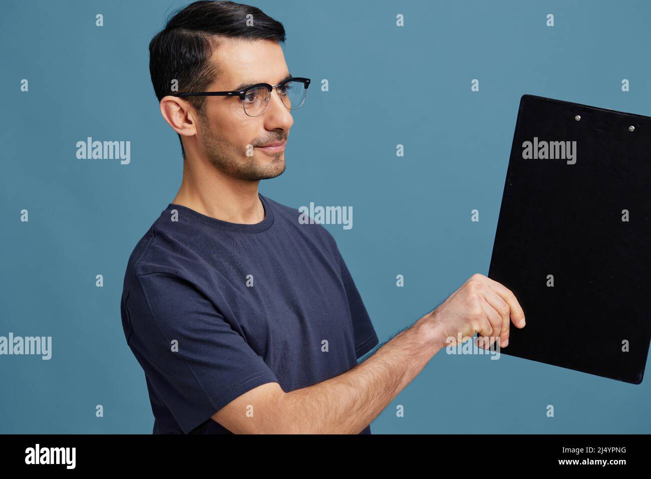 man documents work lifestyle office isolated background Stock Photo - Alamy