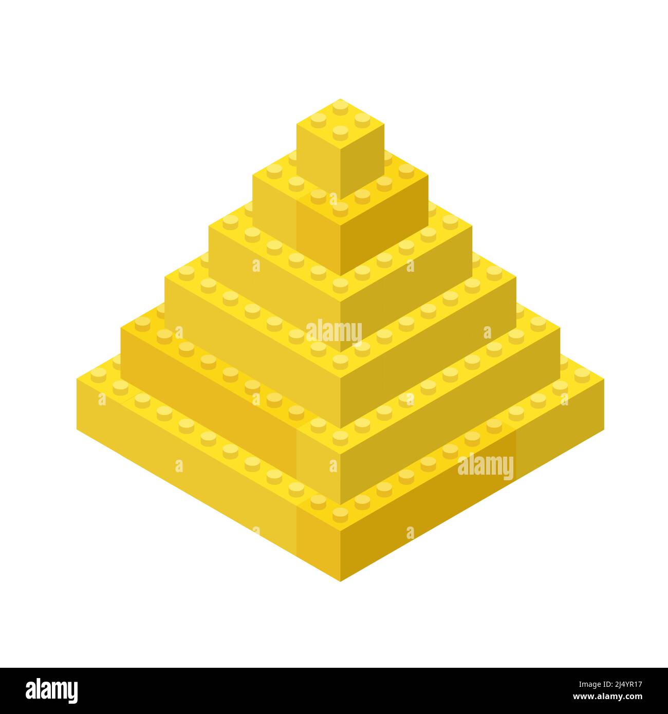 Egyptian pyramid assembled from yellow plastic blocks in isometric ...