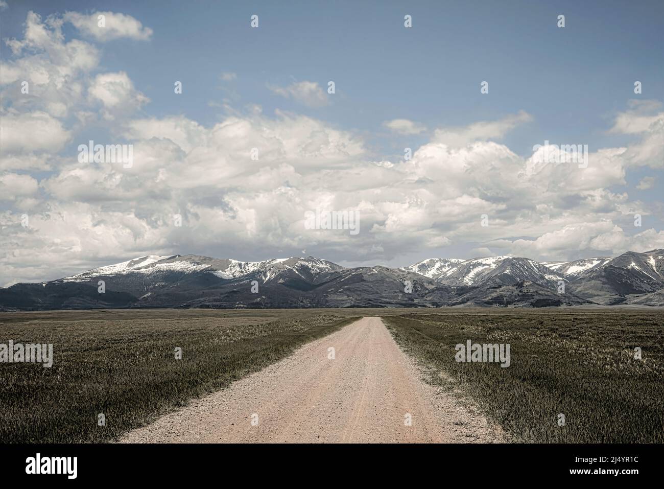Montana Ranch to the Mountains Road Stock Photo - Alamy