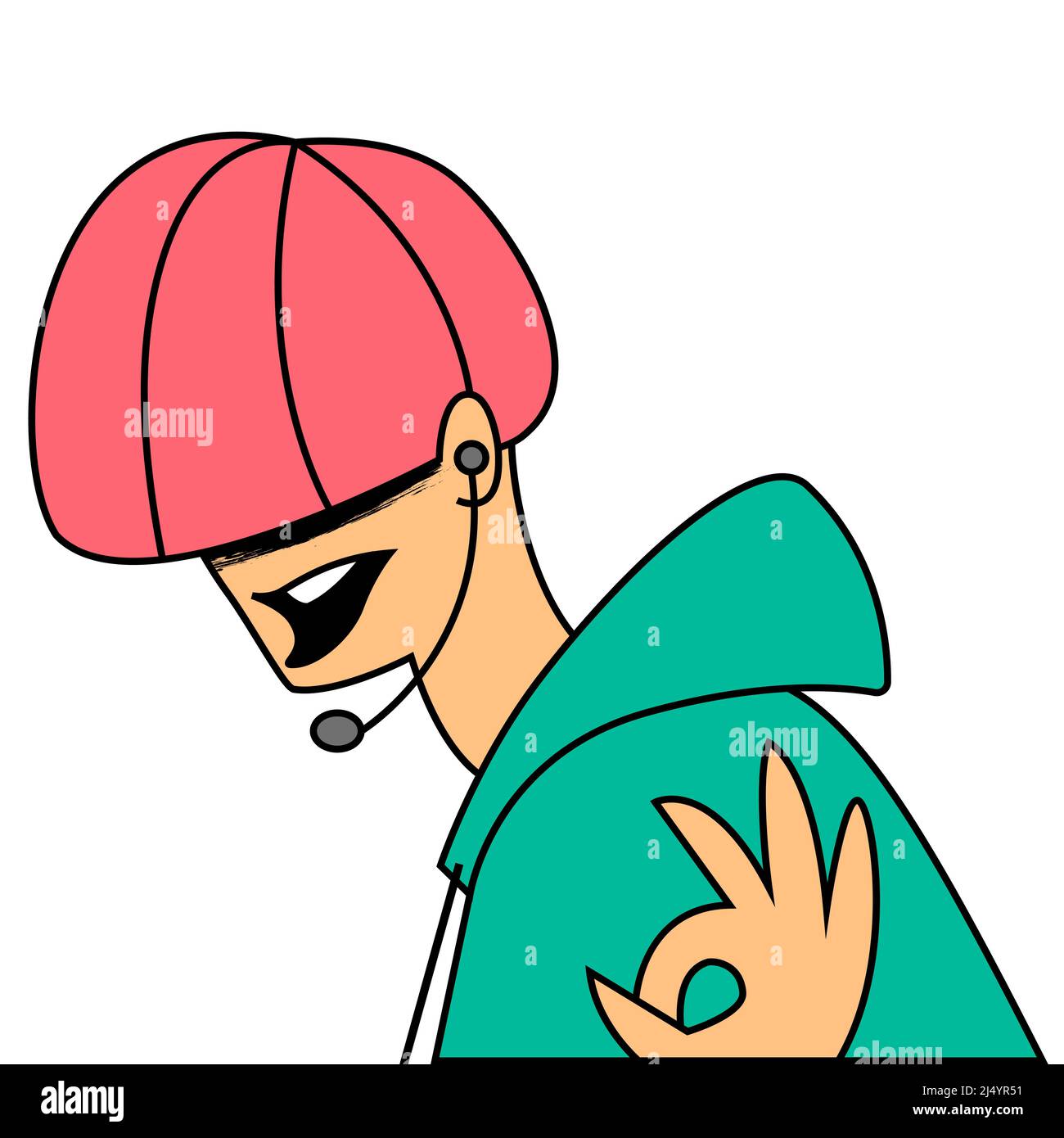Drawing of a young K-pop singer in flat style for print and design ...