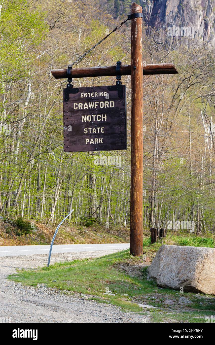 Entering Crawford Notch State Park sign along Route 302 in Hart's ...