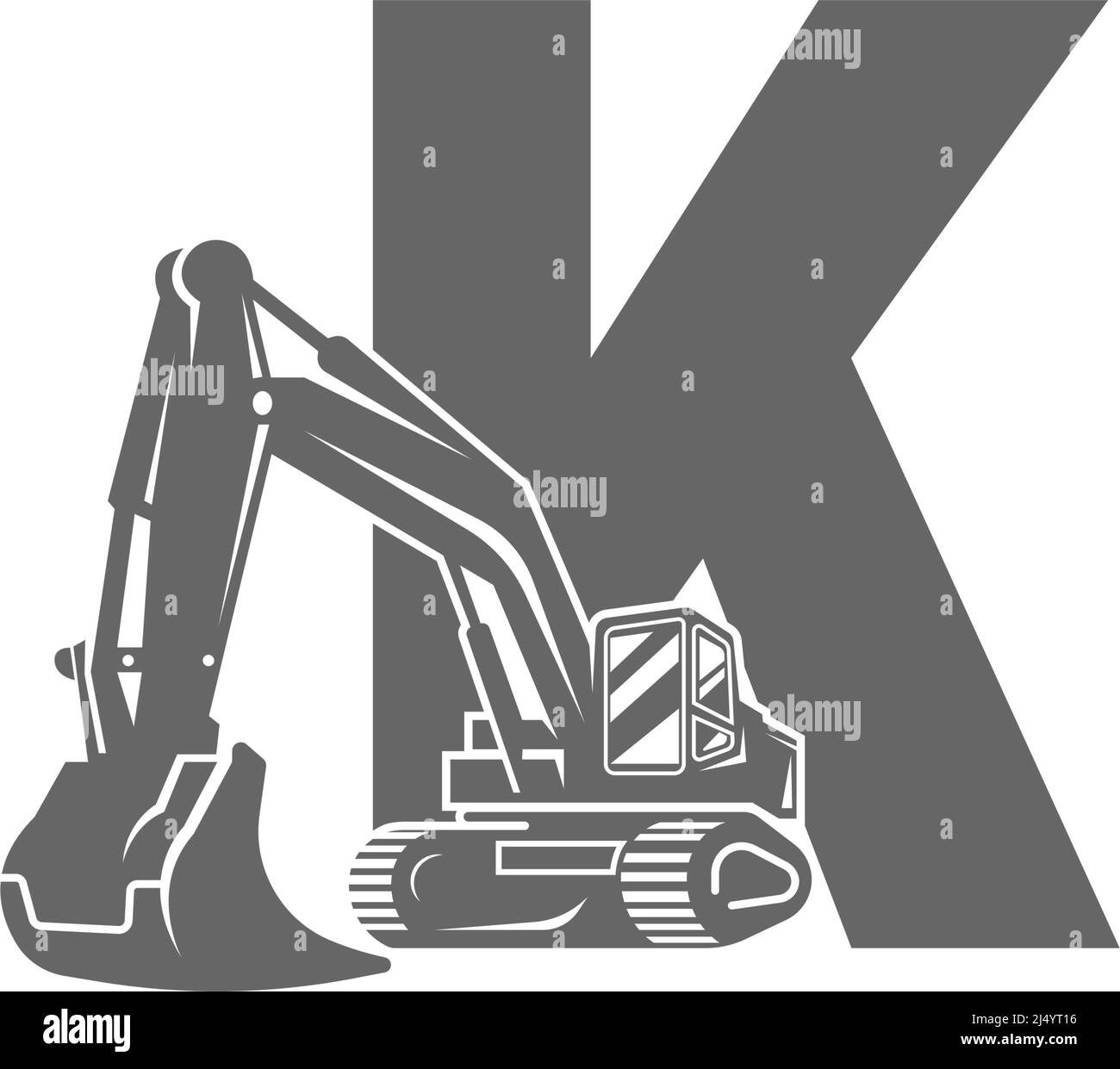 Excavator icon with letter K design illustration vector Stock Vector ...