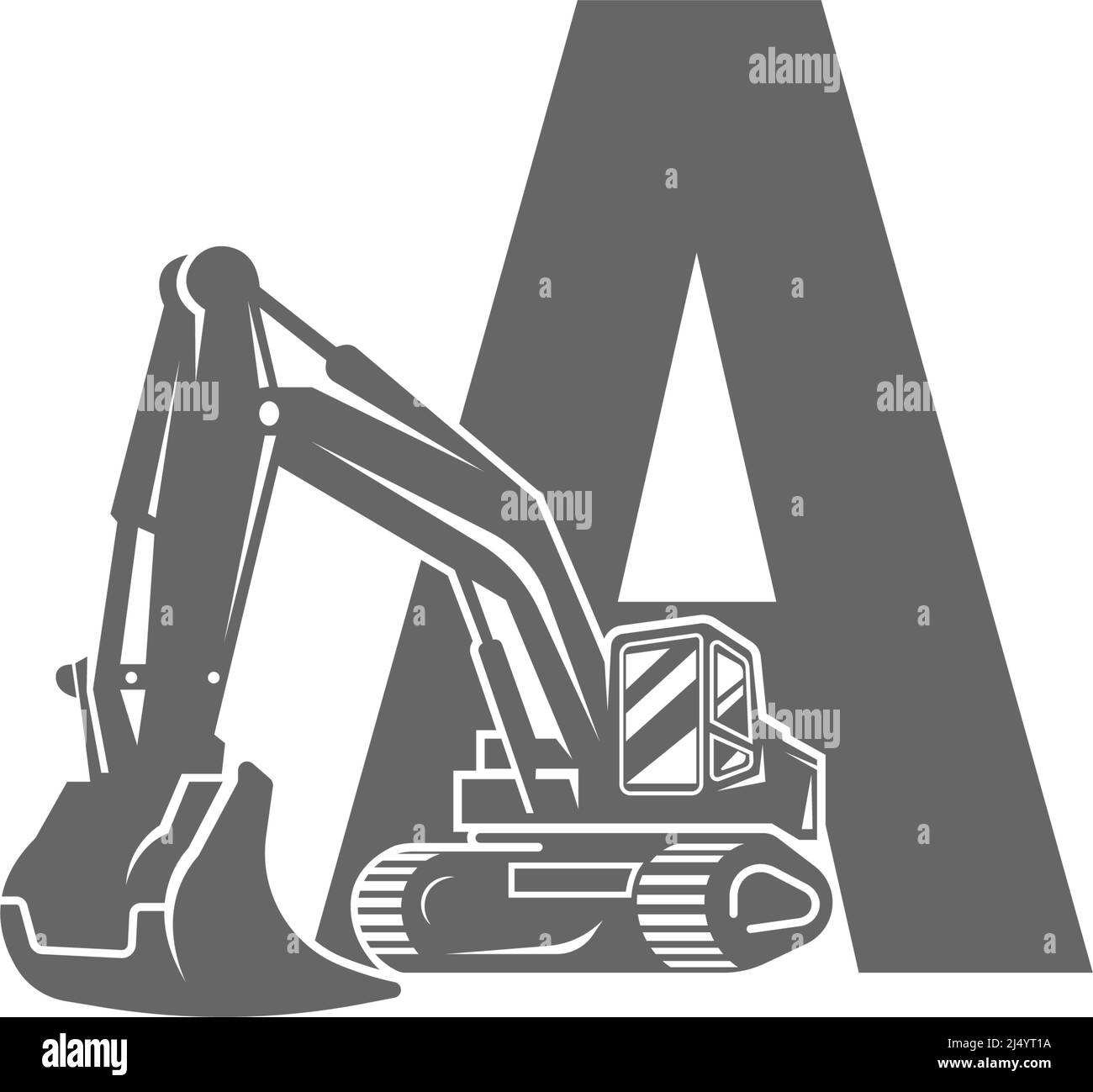 Excavator icon with letter A design illustration vector Stock Vector ...