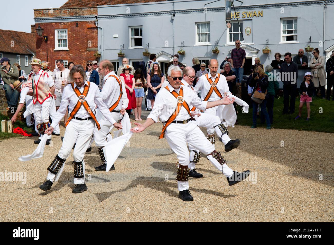 Devil's Dyke Morris Dancers Dancing at Thaxted Churchyard Essex Stock ...