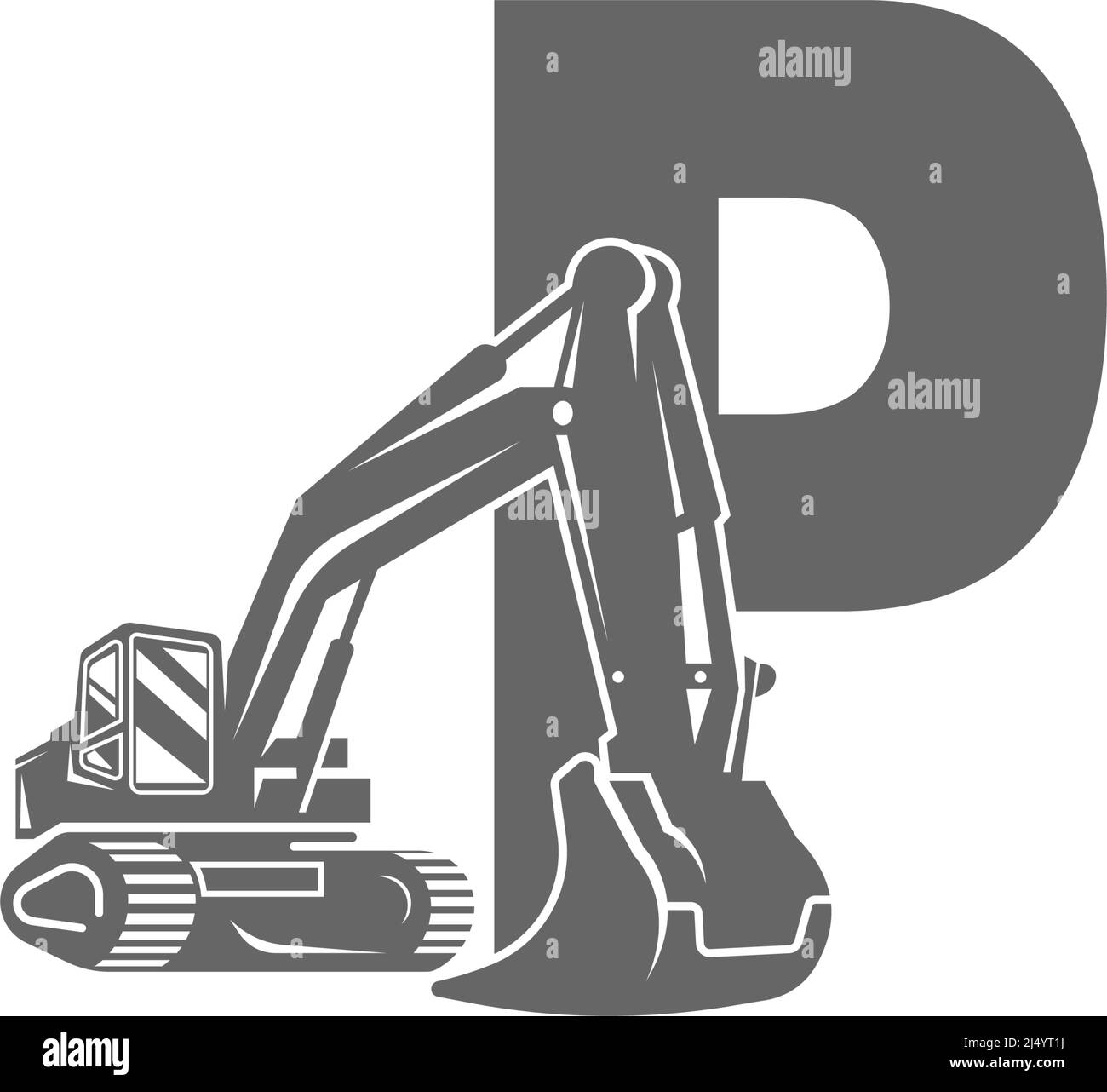 Excavator icon with letter P design illustration vector Stock Vector ...