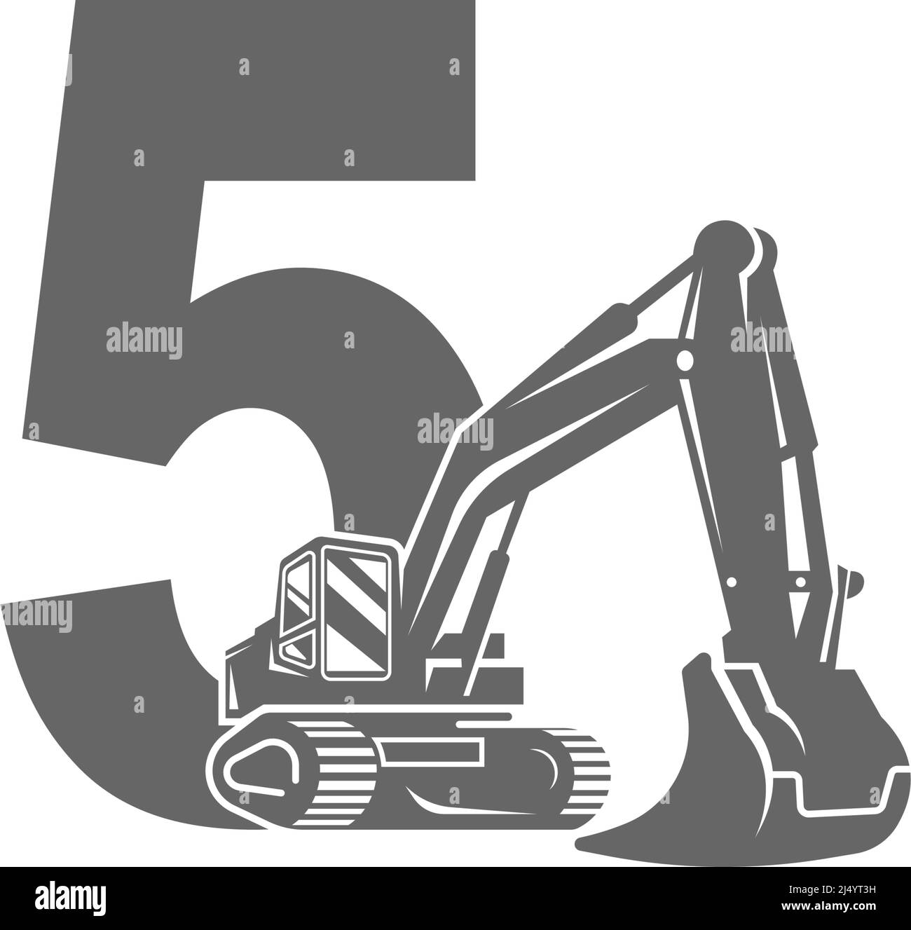 Excavator icon with number 5 design illustration vector Stock Vector ...