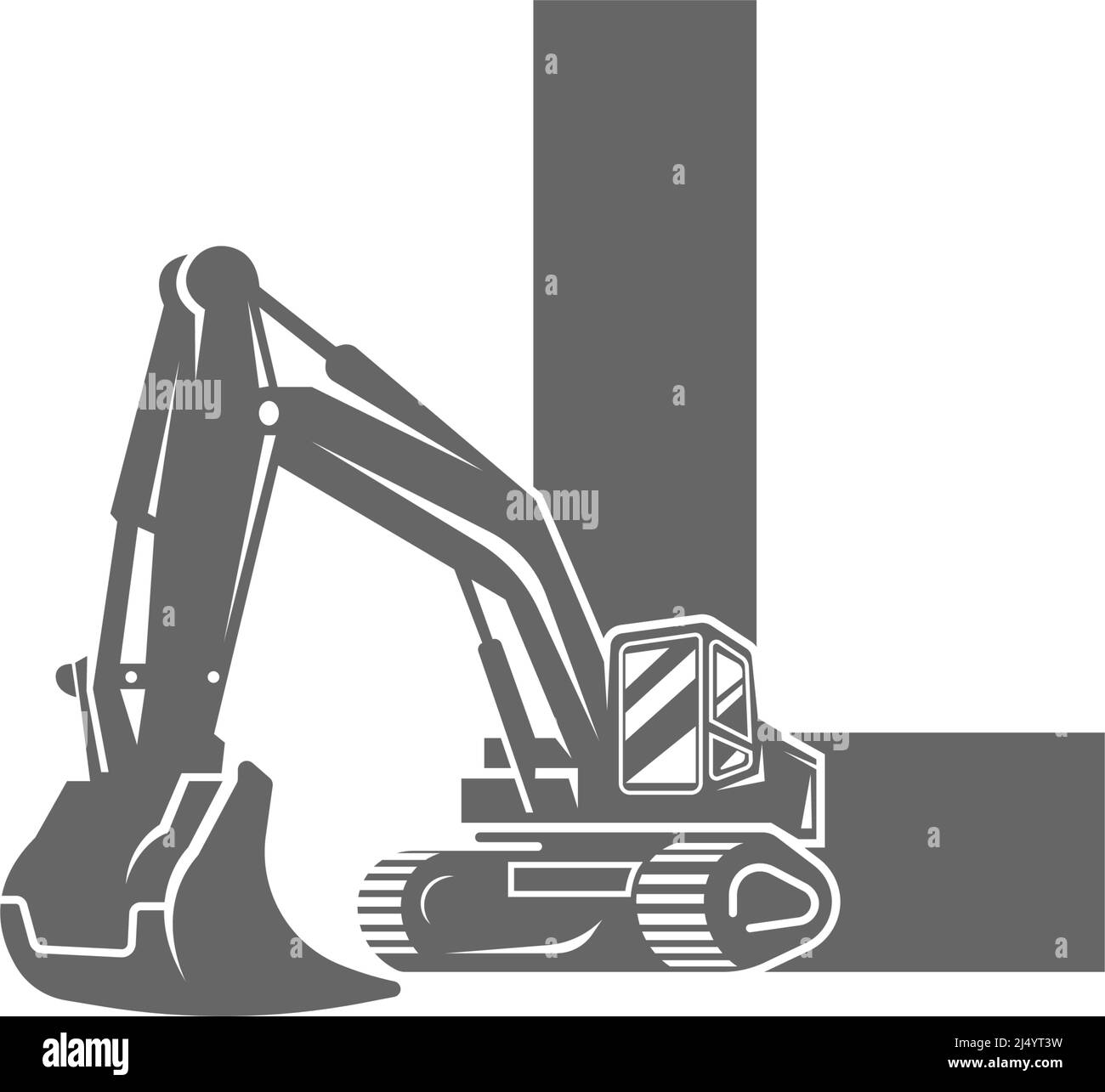 Excavator icon with letter L design illustration vector Stock Vector ...