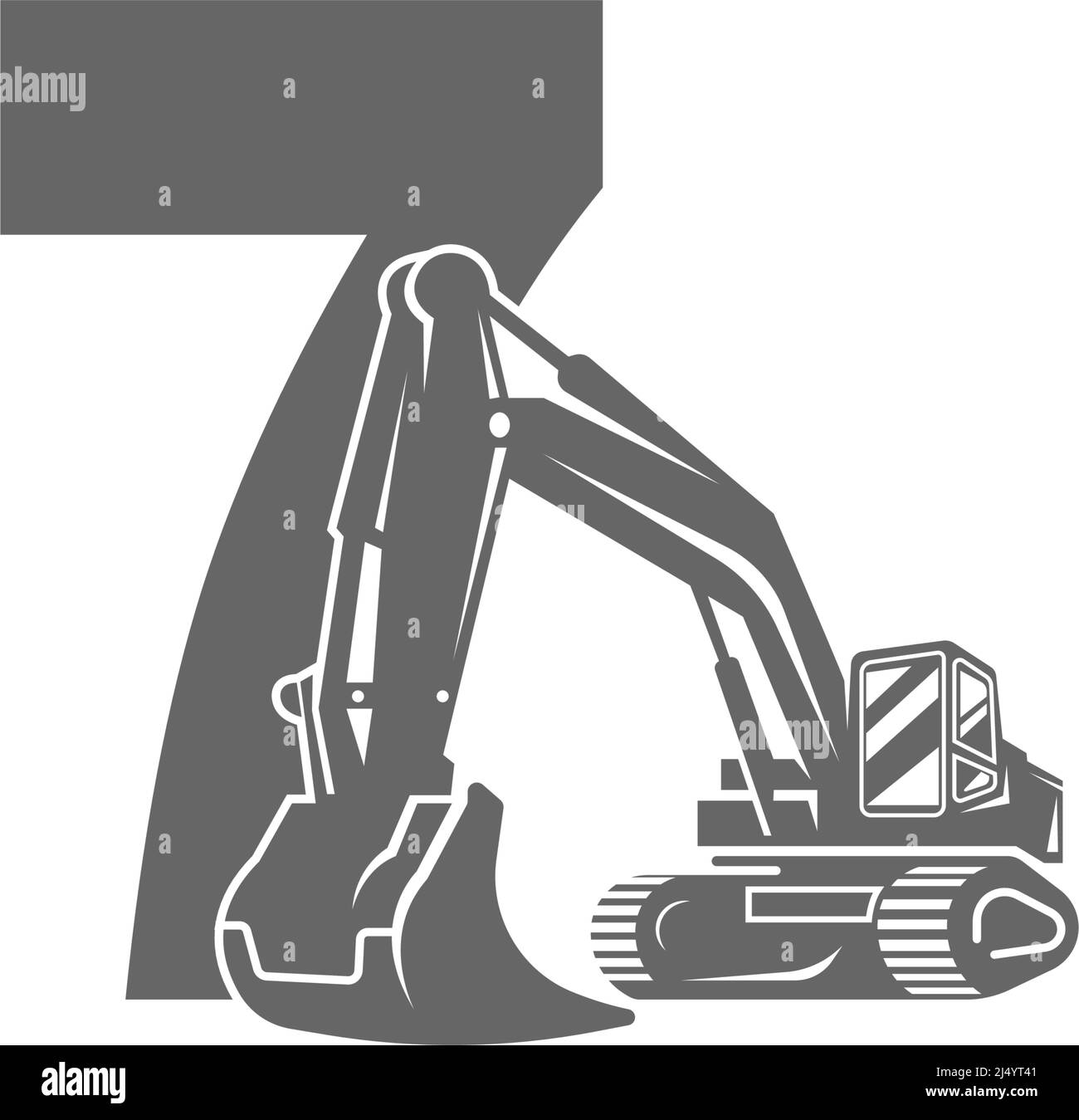 Excavator icon with number 7 design illustration vector Stock Vector ...