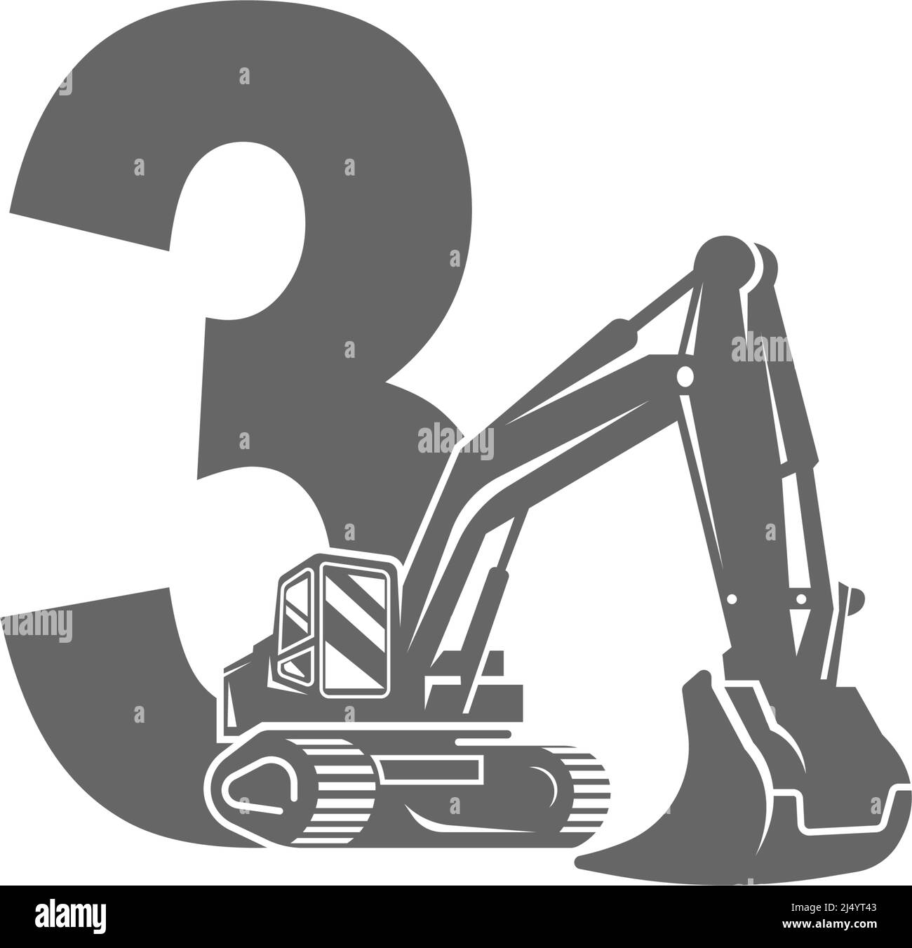 Excavator icon with number 3 design illustration vector Stock Vector ...