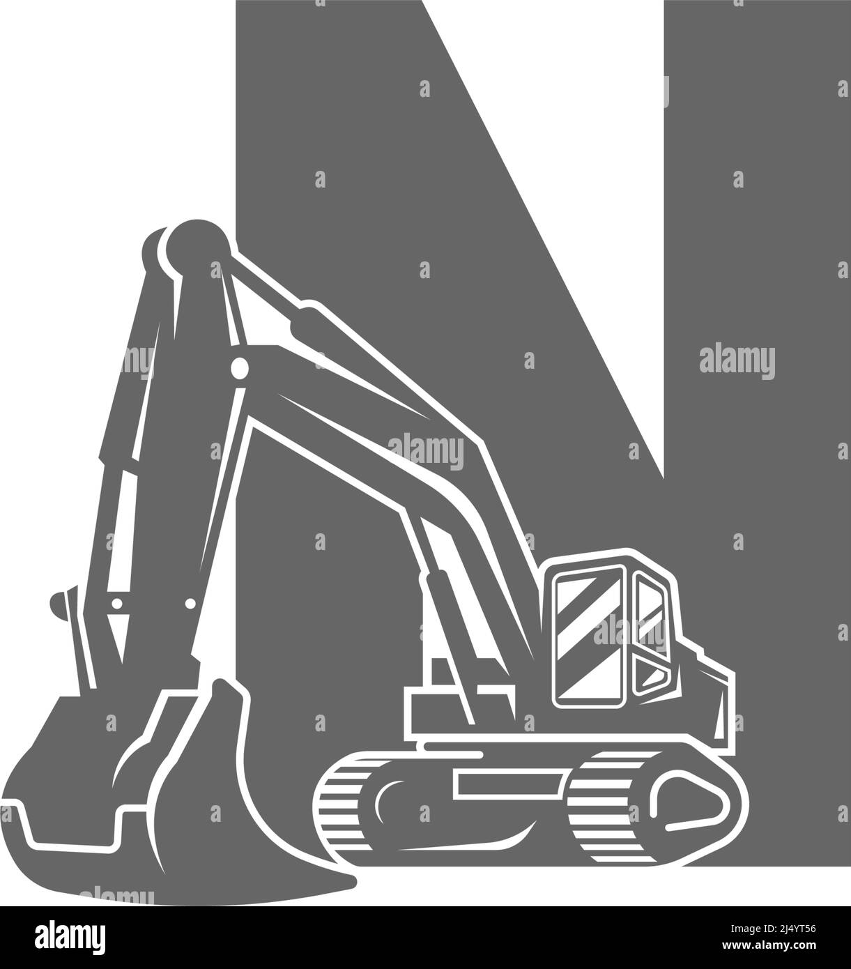 Excavator icon with letter N design illustration vector Stock Vector ...