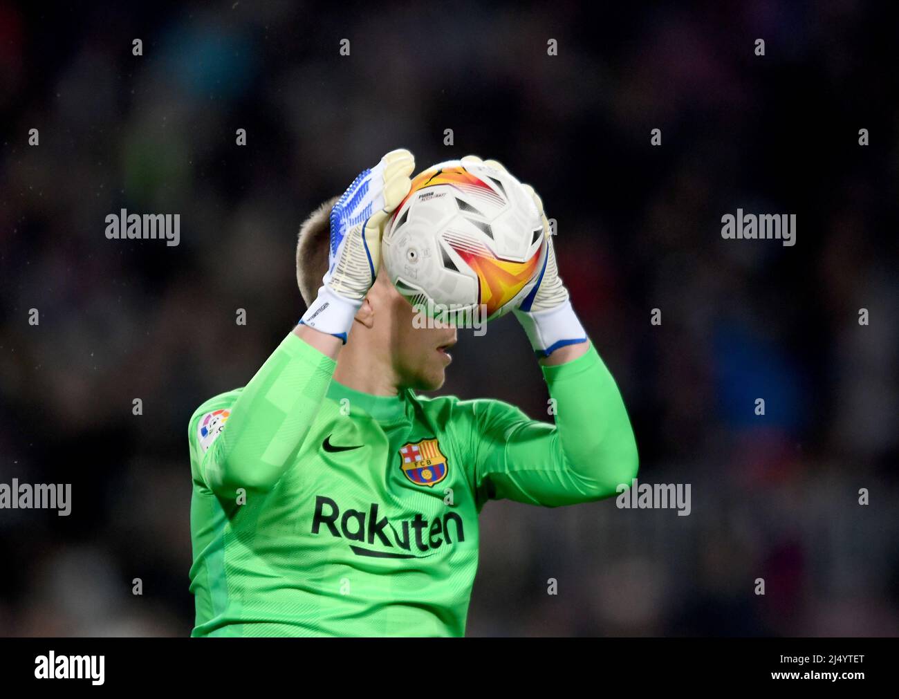 Barcelona,Spain.18 April,2022. Goalkeeper of FC Barcelona Ter Stegen (1 ...