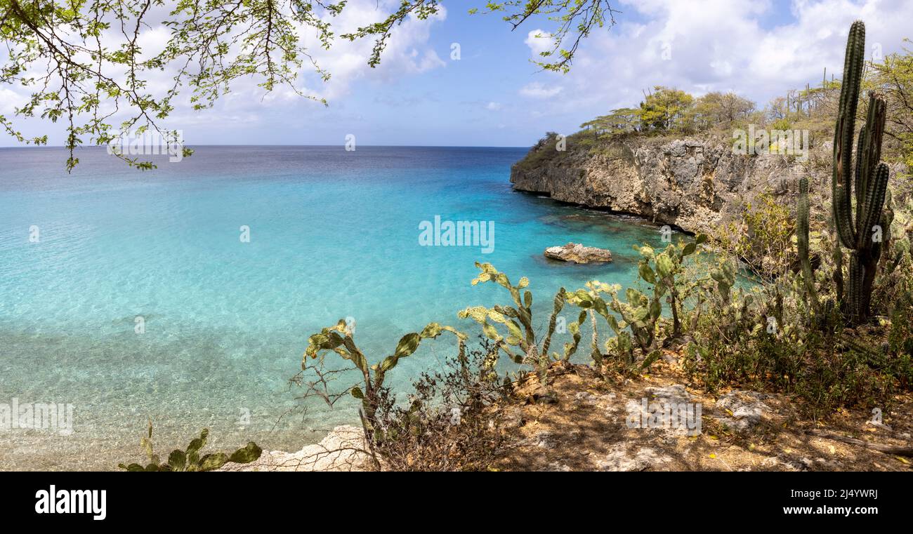 Holiday at Playa Jeremi on the Caribbean island Curacao - panorama Stock Photo - Alamy