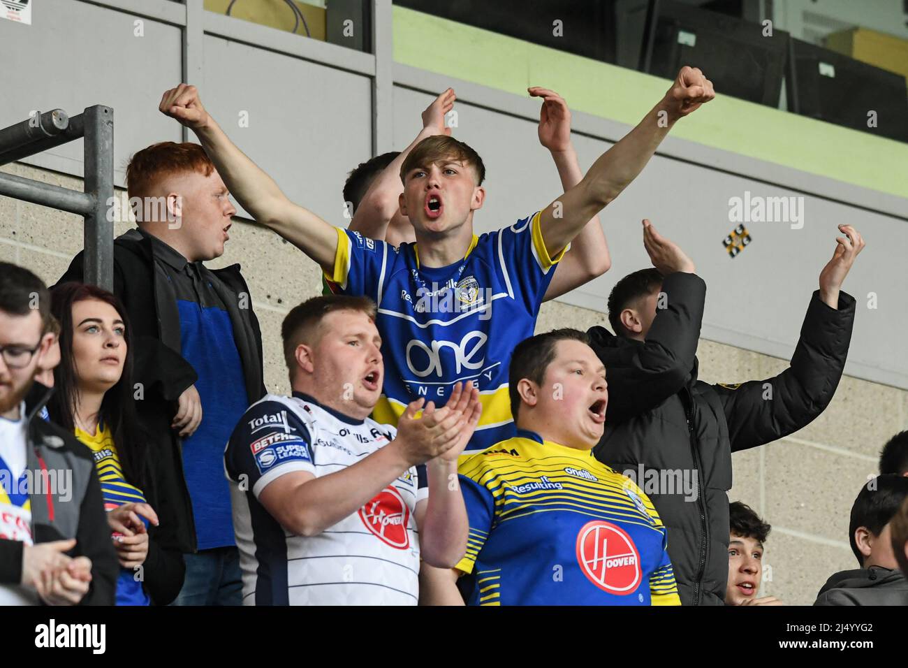The Warrington Wolves fans cheer on their team Stock Photo - Alamy