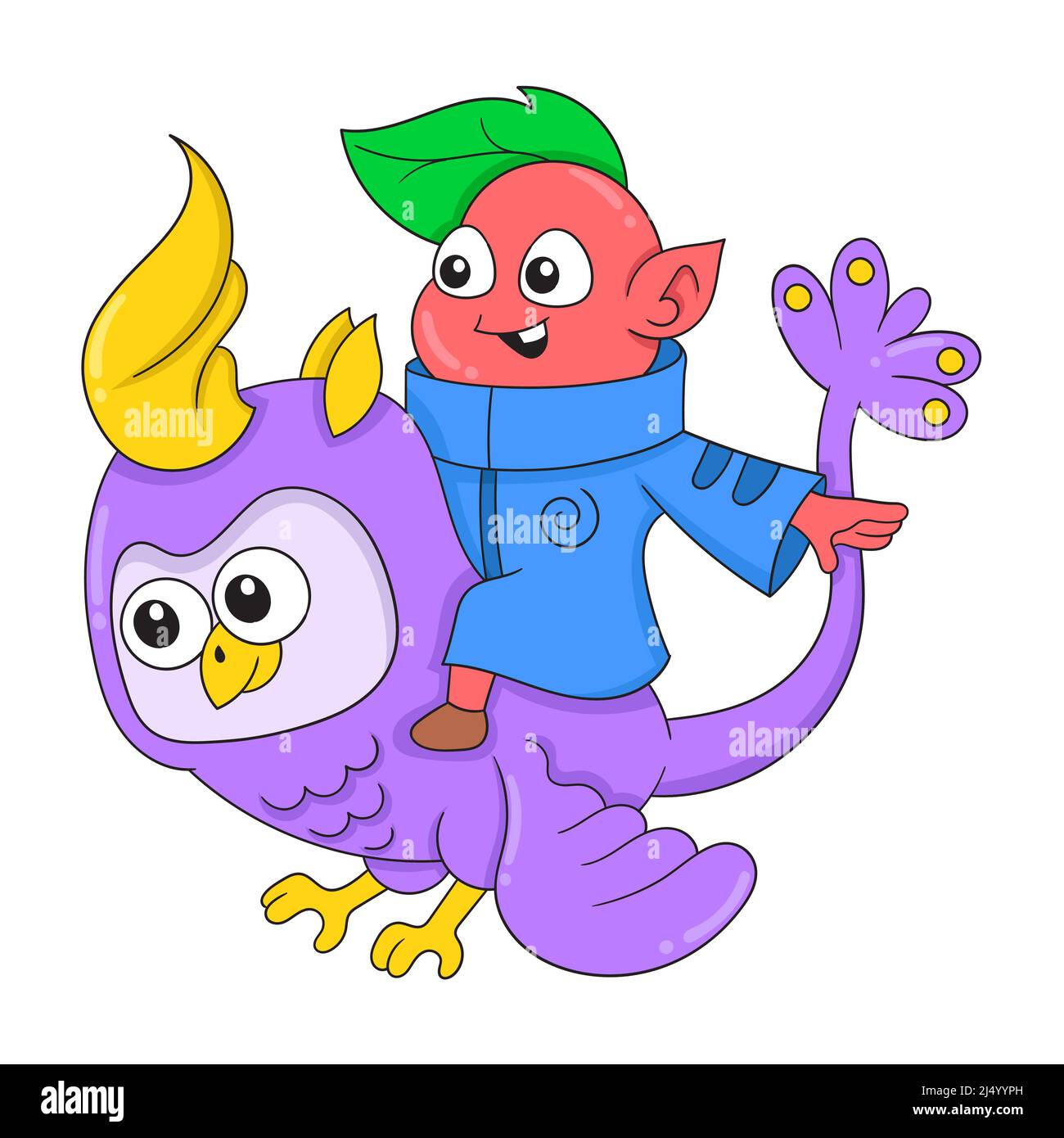 alien is riding a purple giant bird Stock Vector Image & Art - Alamy