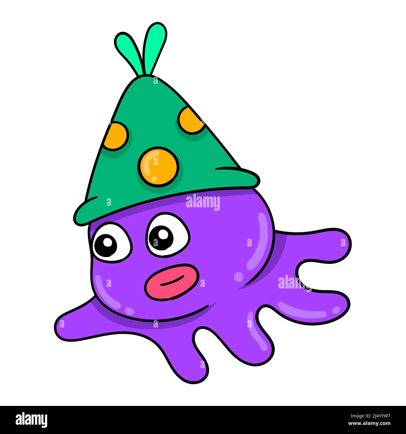 purple octopus is smiling celebrating birthday Stock Vector Image & Art ...