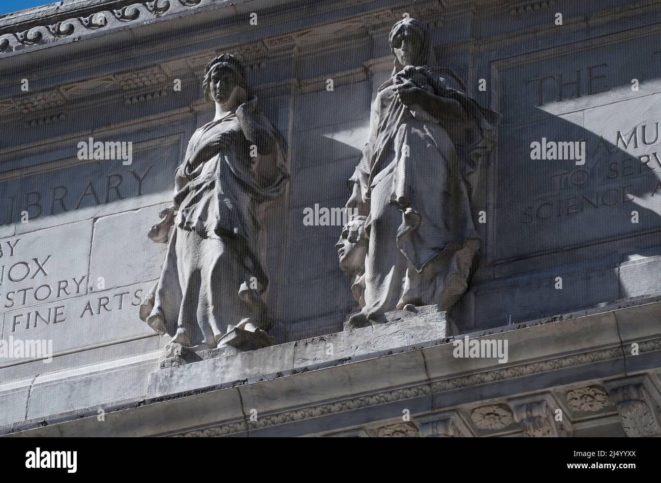 Stone carving and ornamentation at the New York City Library Stock ...
