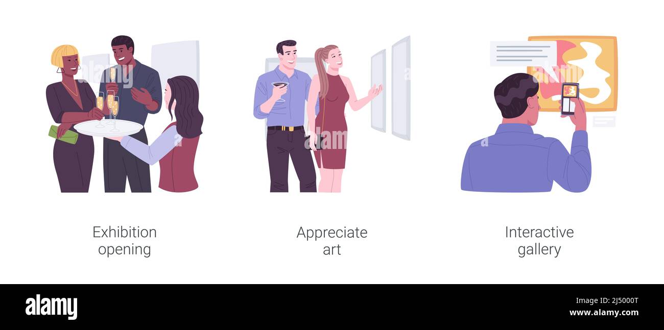 Art event isolated cartoon vector illustrations set Stock Vector Image ...