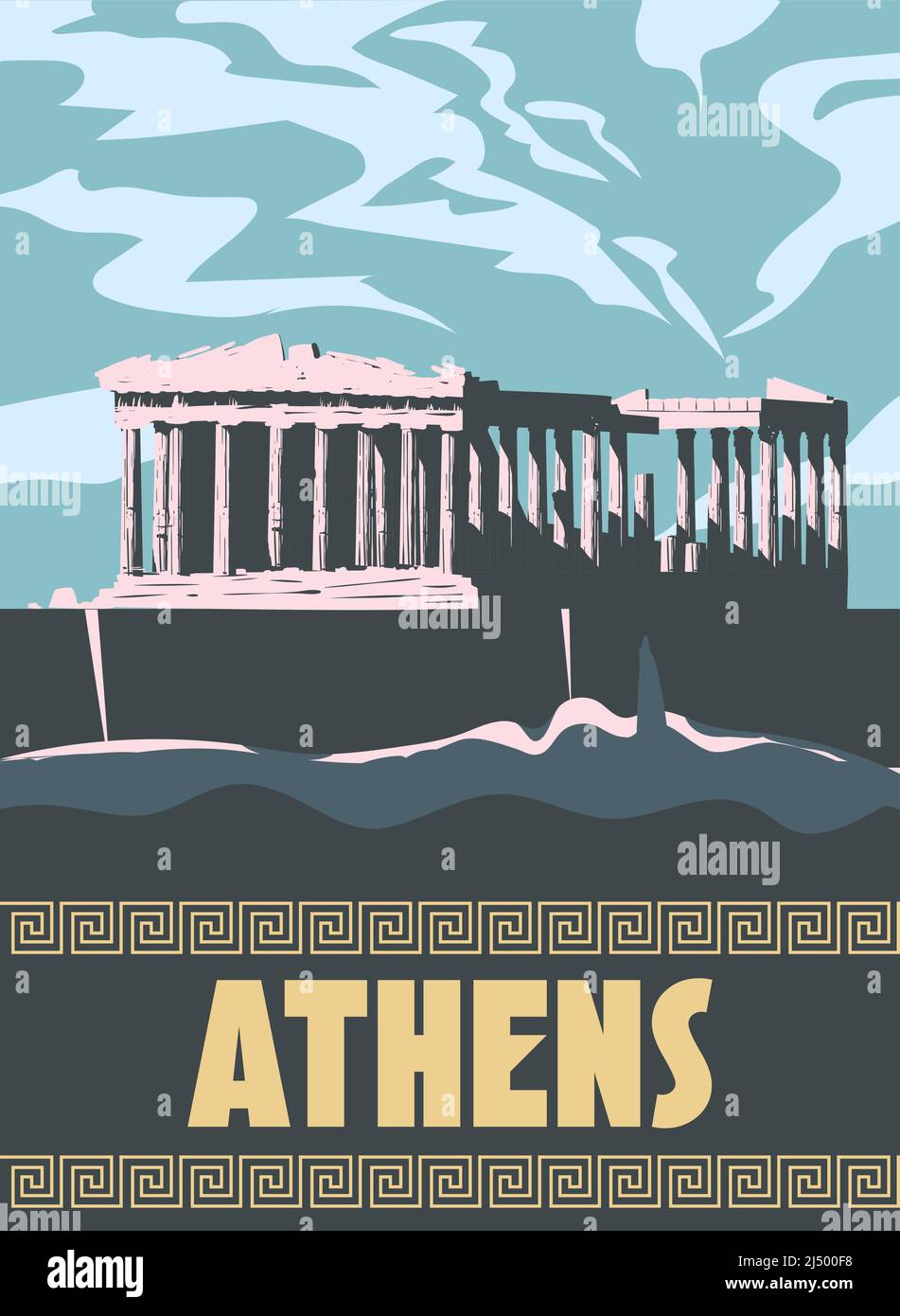 Greece Athens Poster Travel, columns ruins temple antique, old ...