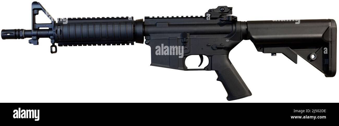 Modern automatic multiple-charge weapon on white background Stock Photo ...