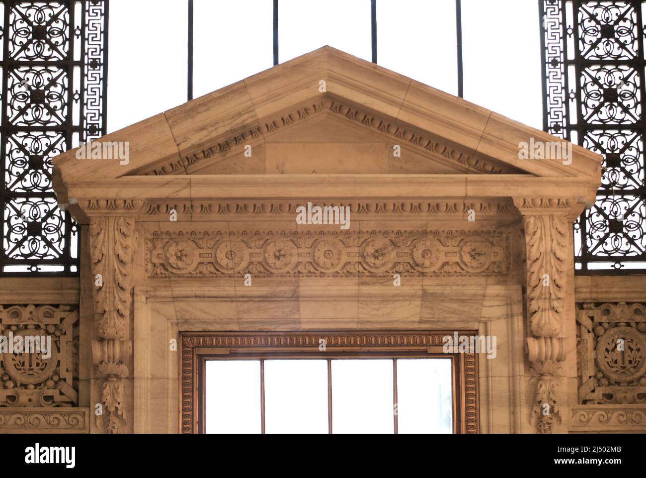 Stone carving and ornamentation at the New York City Library Stock Photo - Alamy