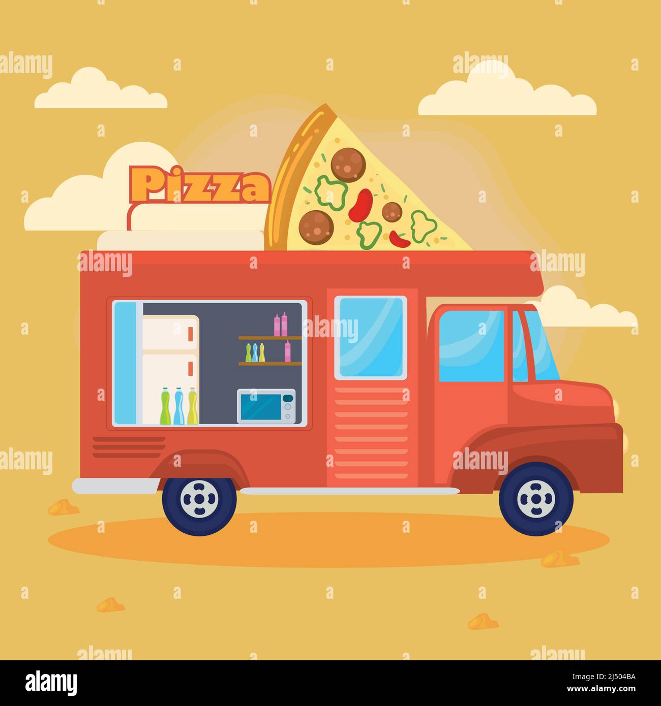pizza food truck card Stock Vector Image & Art - Alamy