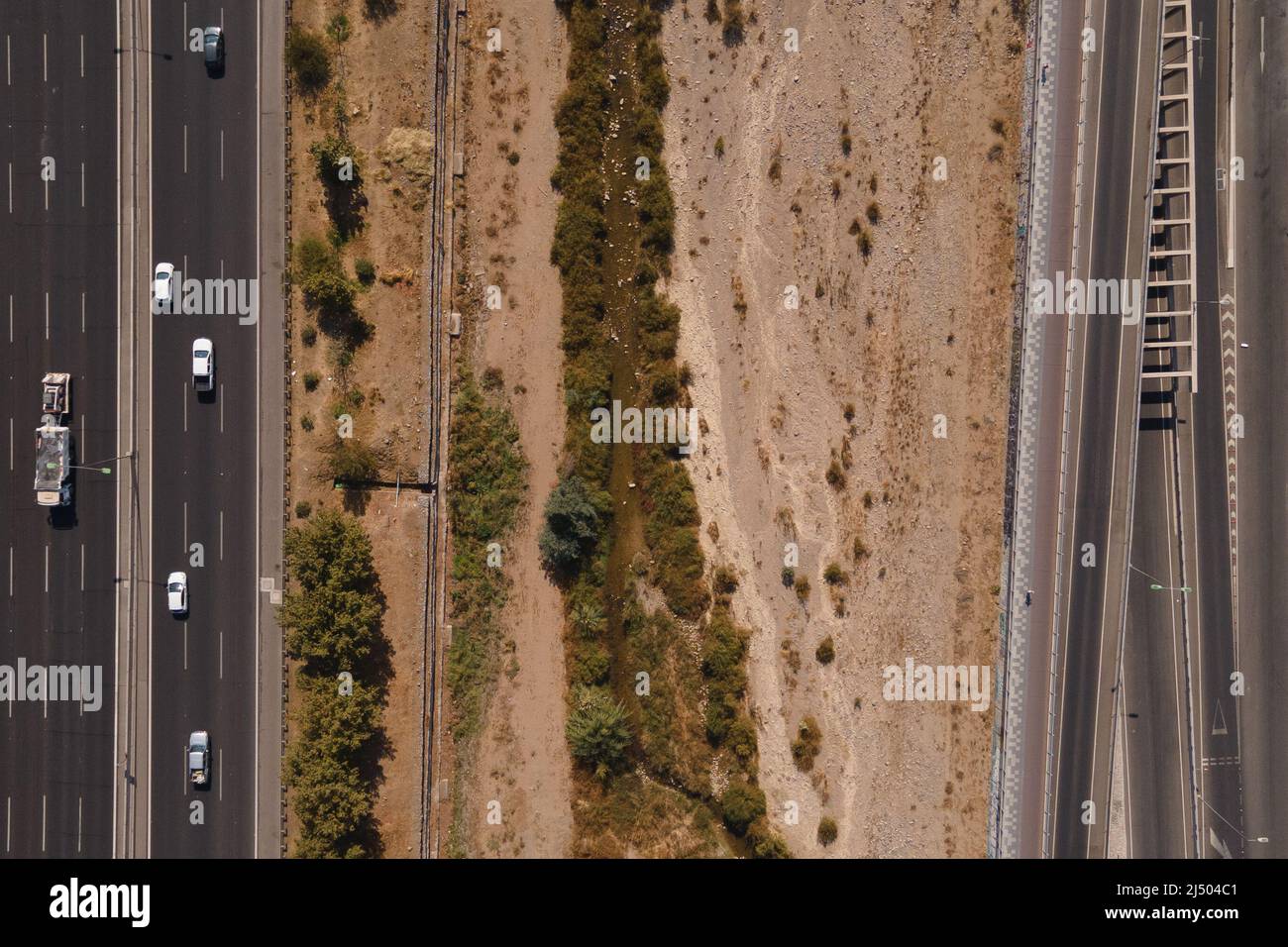 Santiago, Metropolitana, Chile. 18th Apr, 2022. The Mapocho river ...