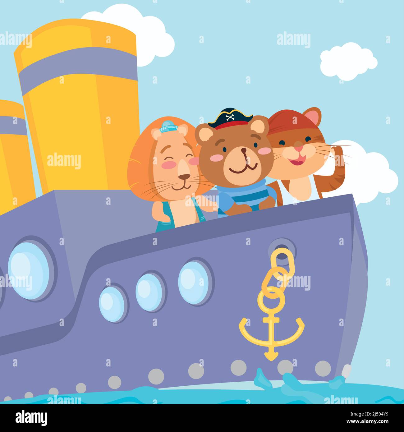 pirate animals on a steamboat Stock Vector Image & Art - Alamy