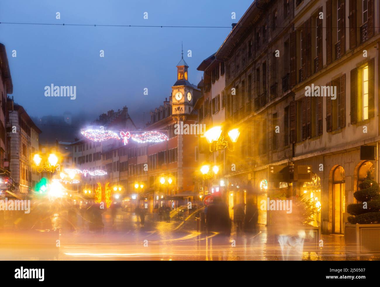 Christmas decorations in square Saint-Leger in Chambery. Chambery ...