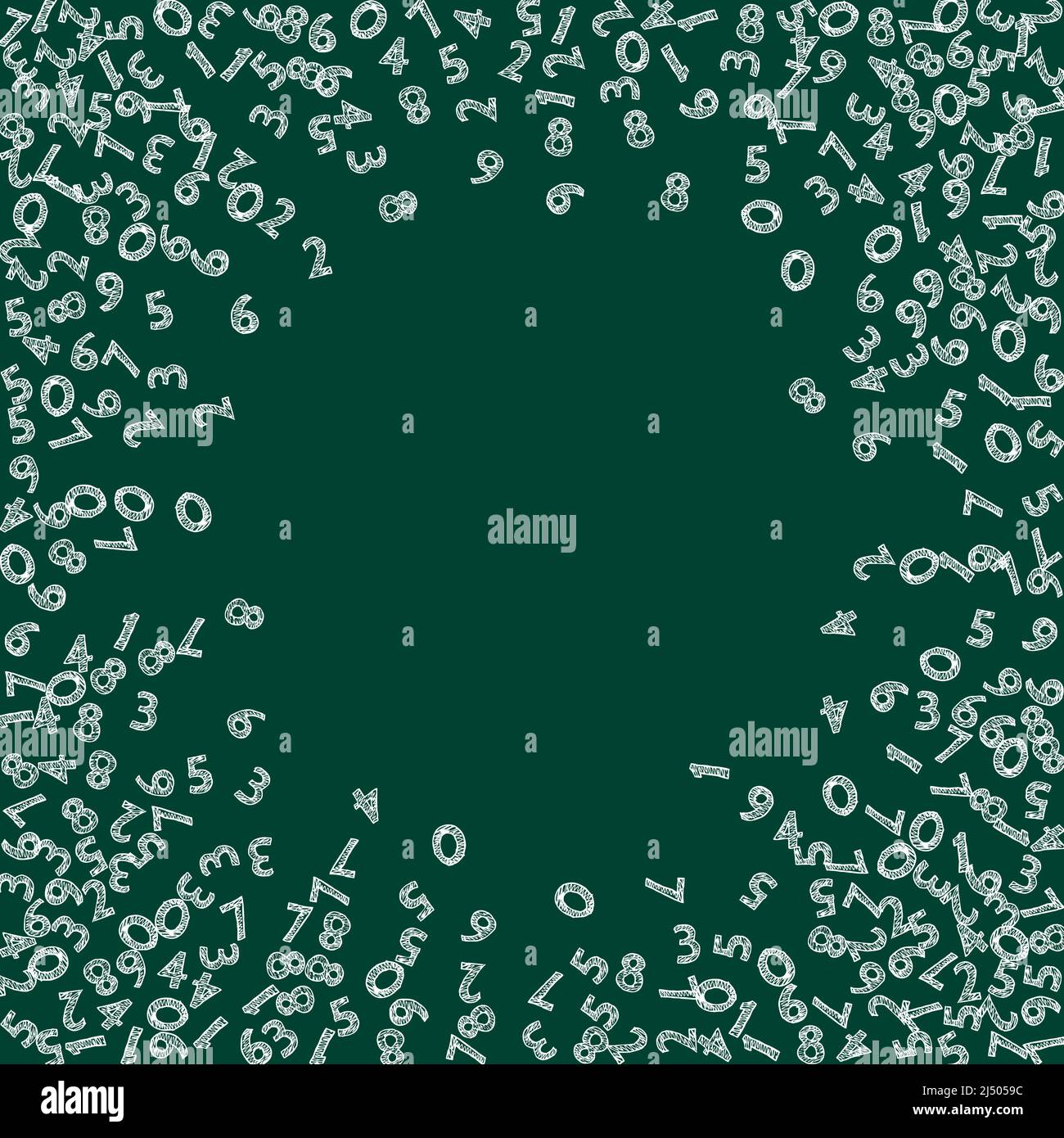 Falling handdrawn chalk numbers. Math study concept with flying digits ...