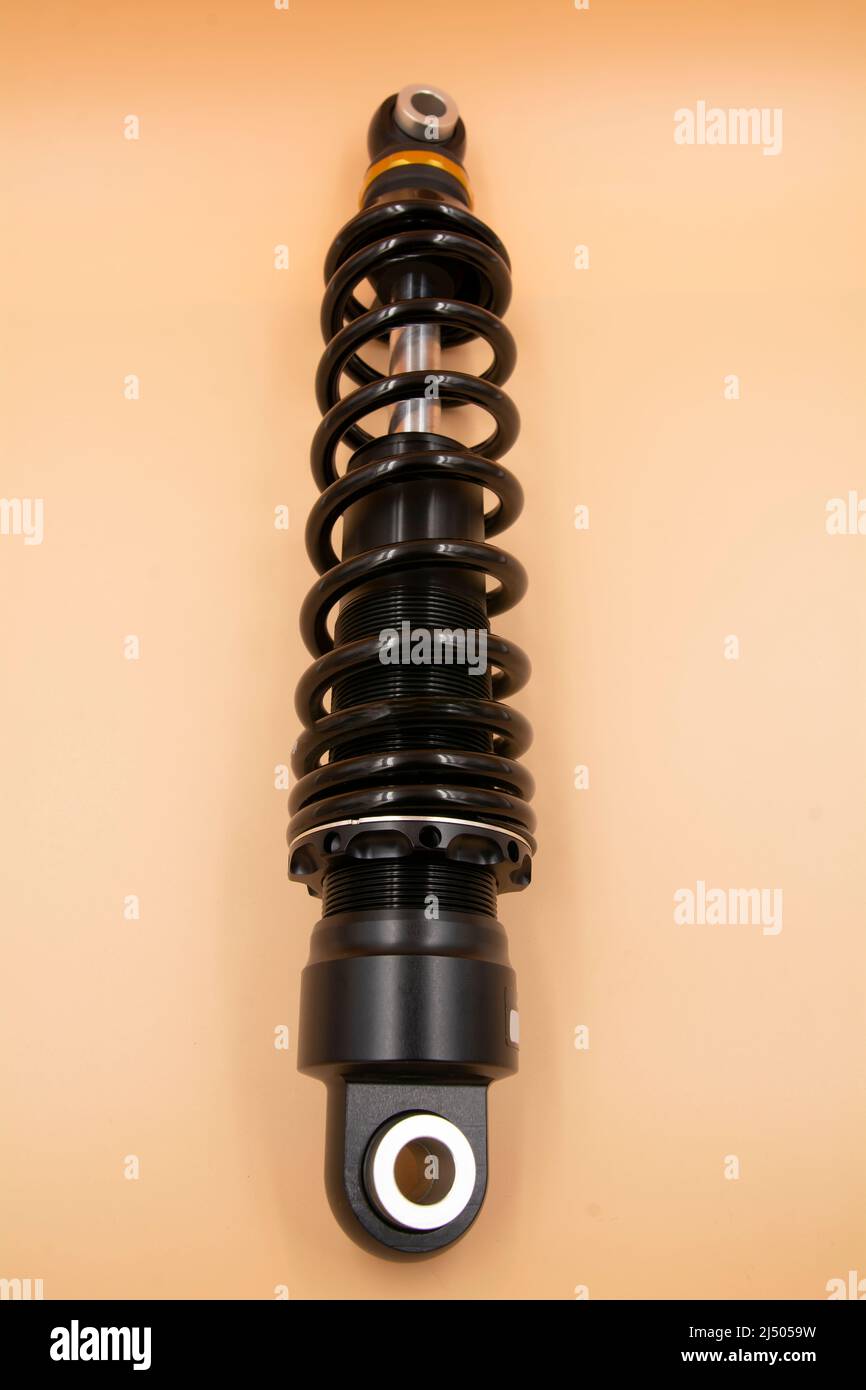 black unused, a motorcycle suspension Stock Photo - Alamy