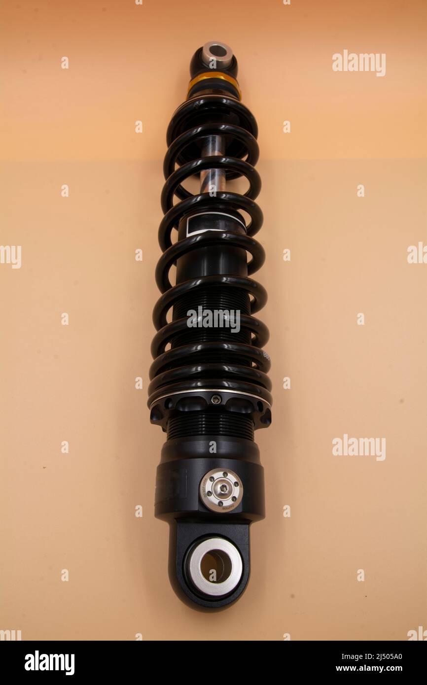 black unused, a motorcycle suspension Stock Photo - Alamy