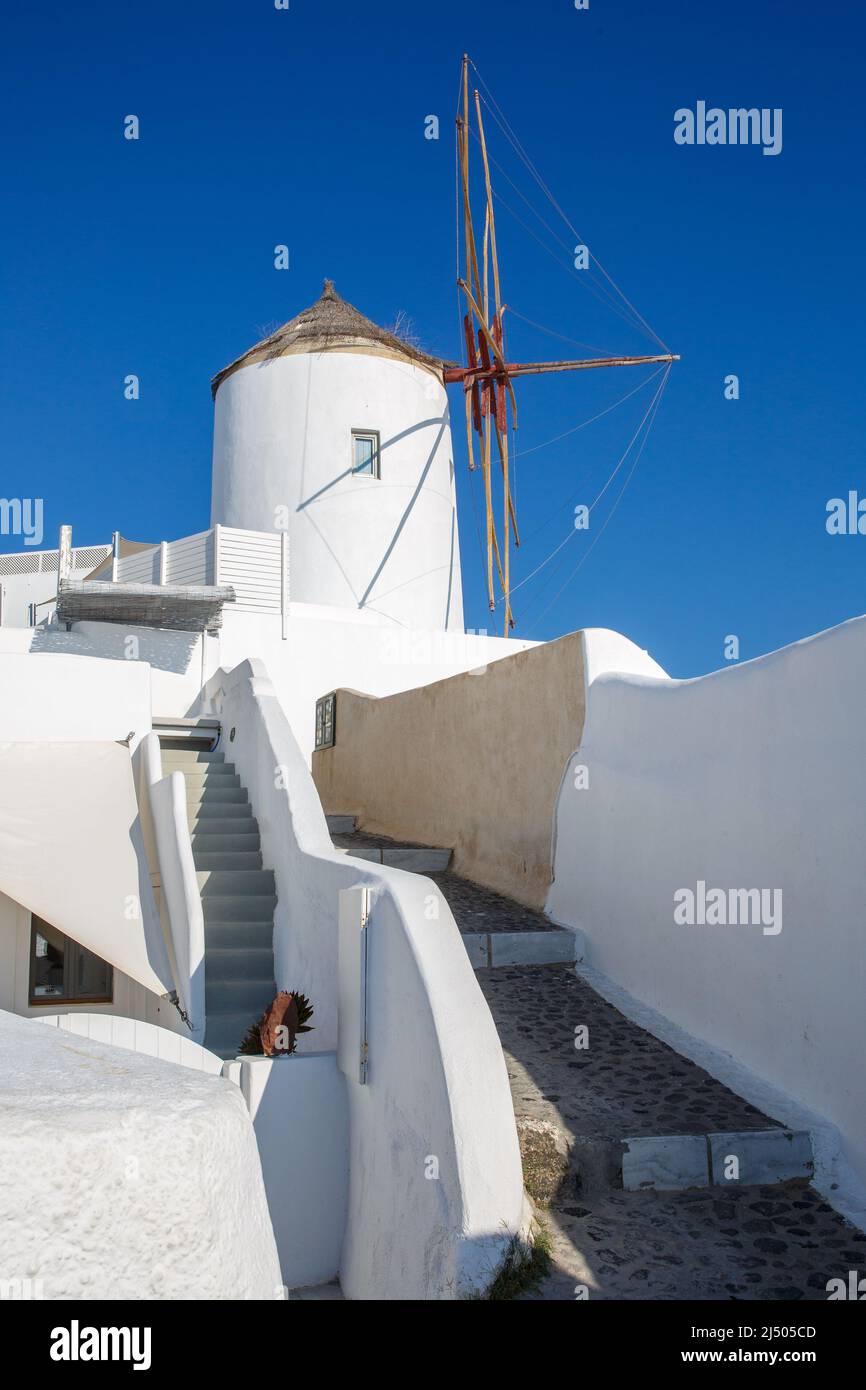 Traditional Greek windmill against the blue sky Stock Photo - Alamy