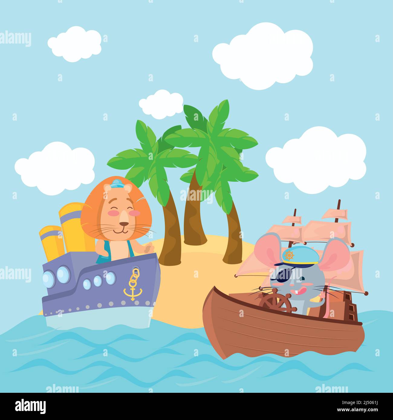 pirate animals on a boats Stock Vector Image & Art - Alamy