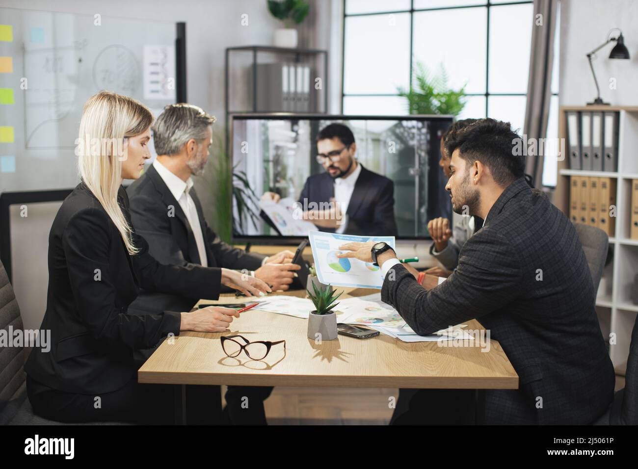 Business, teamwork concept. Group of focused professional international ...