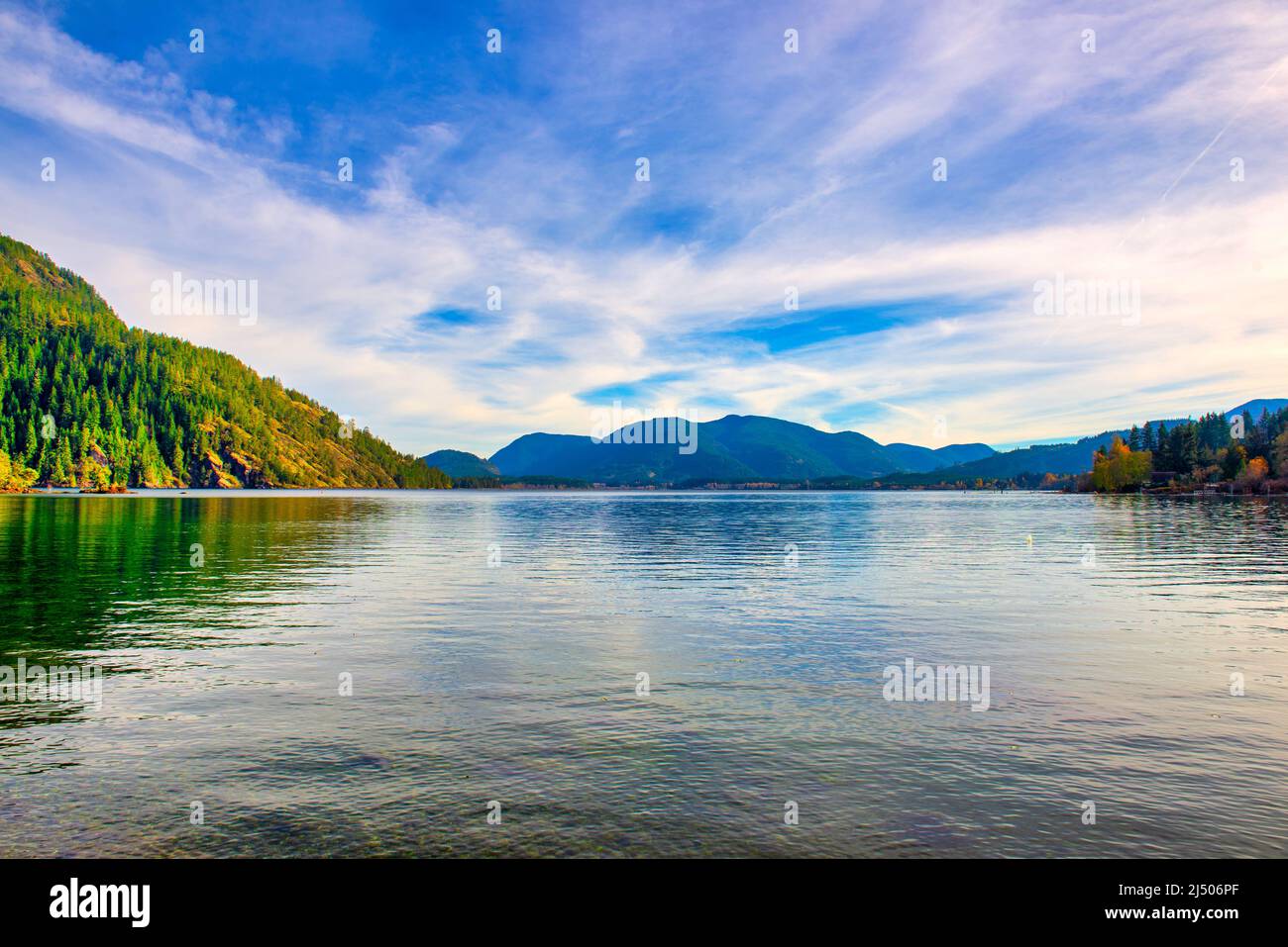 View of Gordon Bay Park at Cowichan Lake in Vancouver Island during the ...
