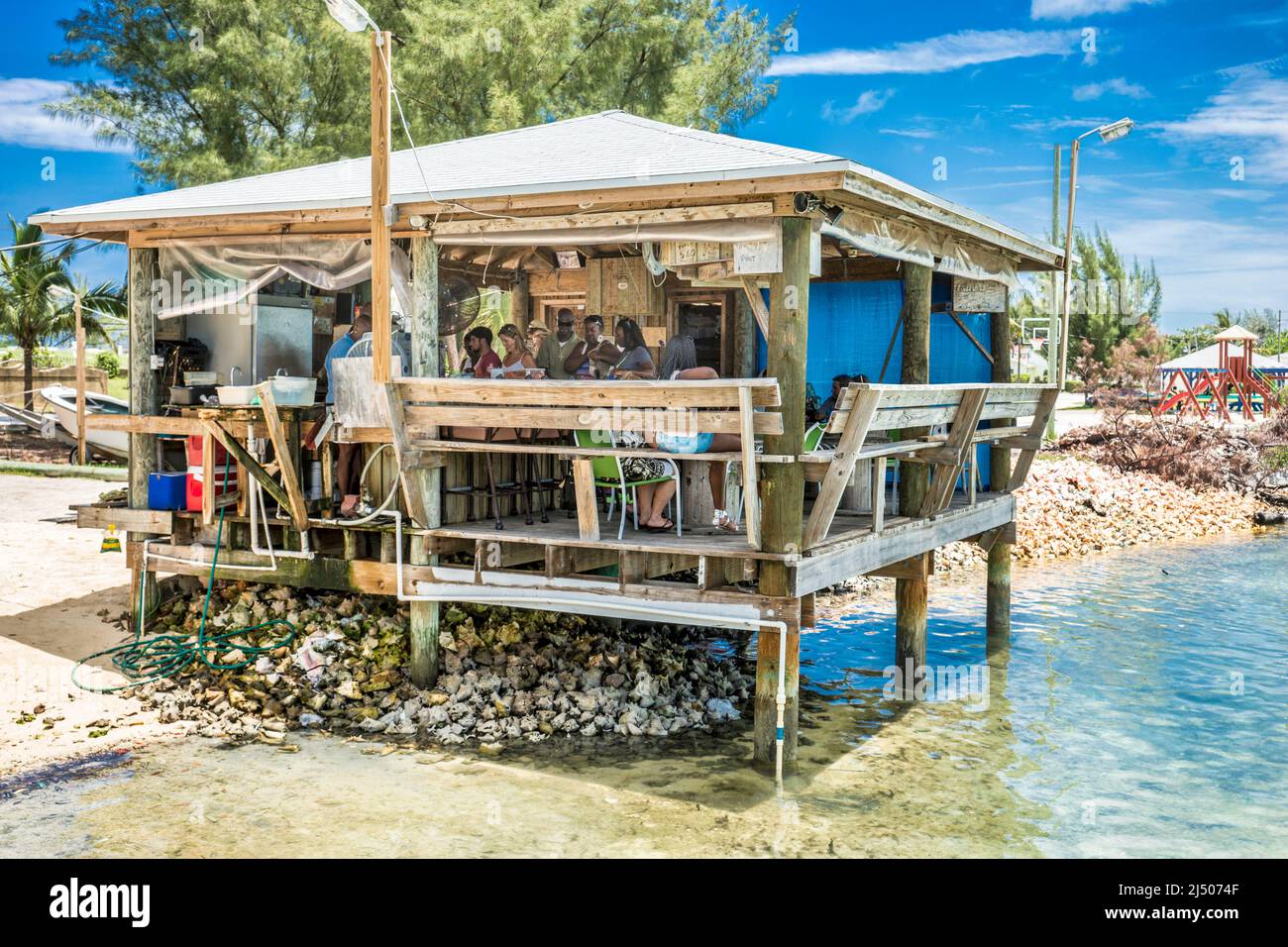 A native Bahamian seafood restaurant on the shore at Bimini in the ...