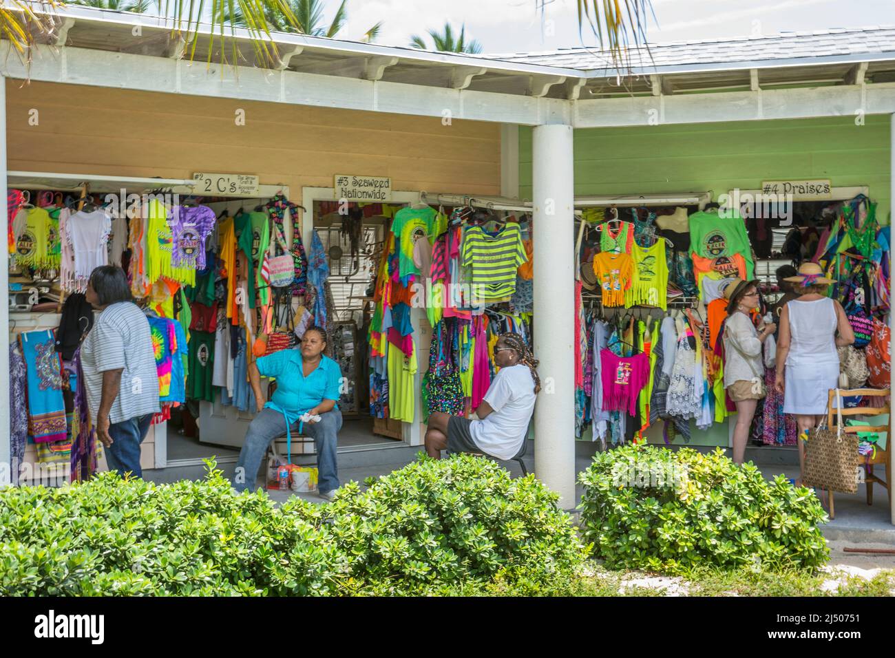 A tourist market on the Kings Highway, Bimini in the Bahamas Stock ...