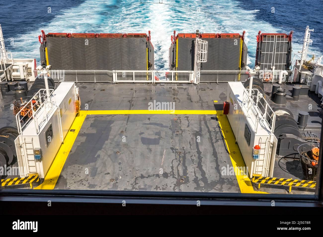 The vehicle loading ramp of the Bimini SuperFast cruise ship in the ...