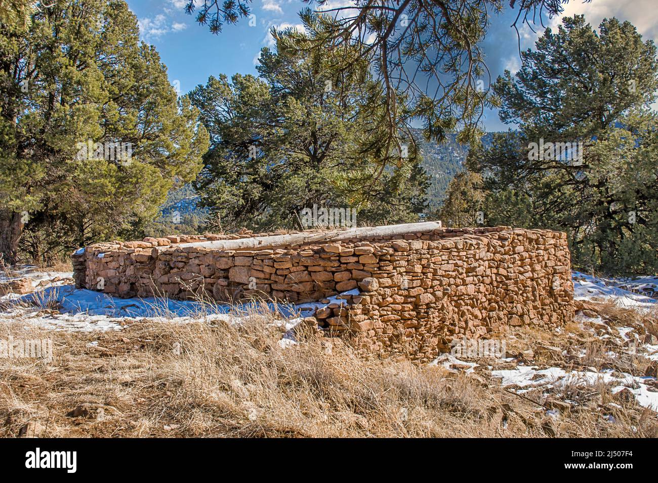 The ruins of an outlying Native American Kiva at the Pecos National ...