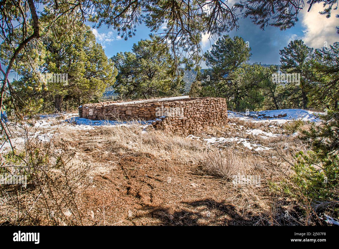 The ruins of an outlying Native American Kiva at the Pecos National ...
