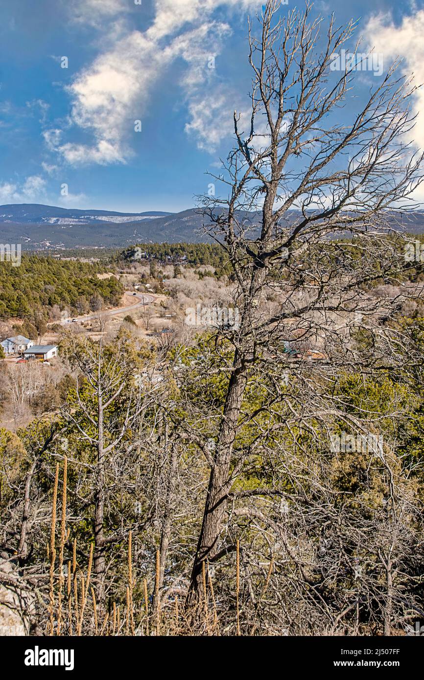 A ranch in the Pecos Valley seen from an outlying Native American Kiva ...