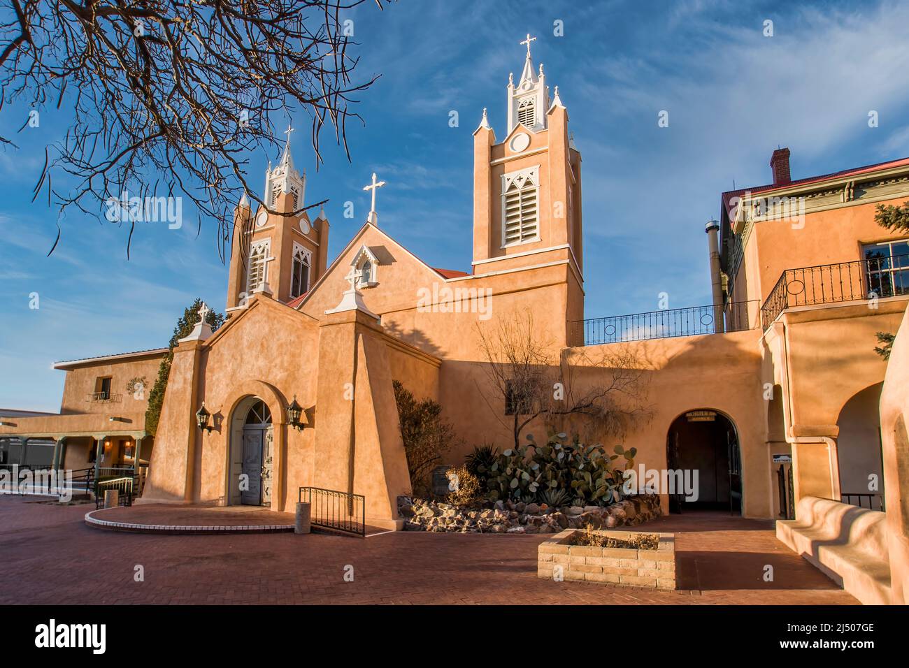 The historic San Felipe de Neri Catholic Church on the Old Town Plaza ...