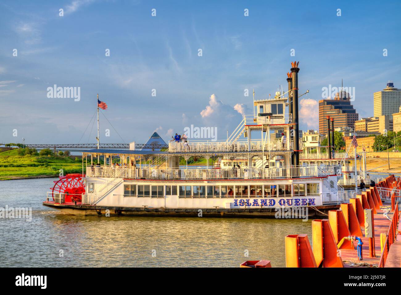 The Island Queen riverboat docked on the Mississippi waterfront in ...