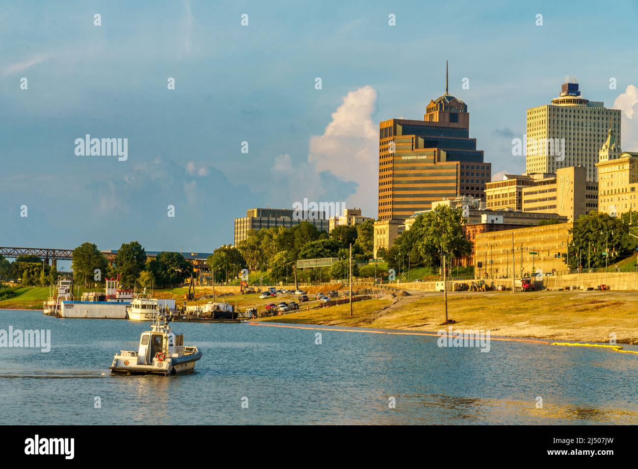 A police boat patrols the waterfront in Memphis, Tennessee Stock Photo ...