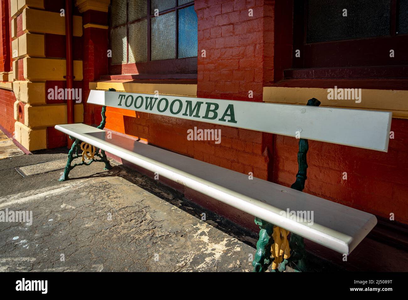 Toowoomba, Queensland, Australia - Waiting bench in front of the train ...
