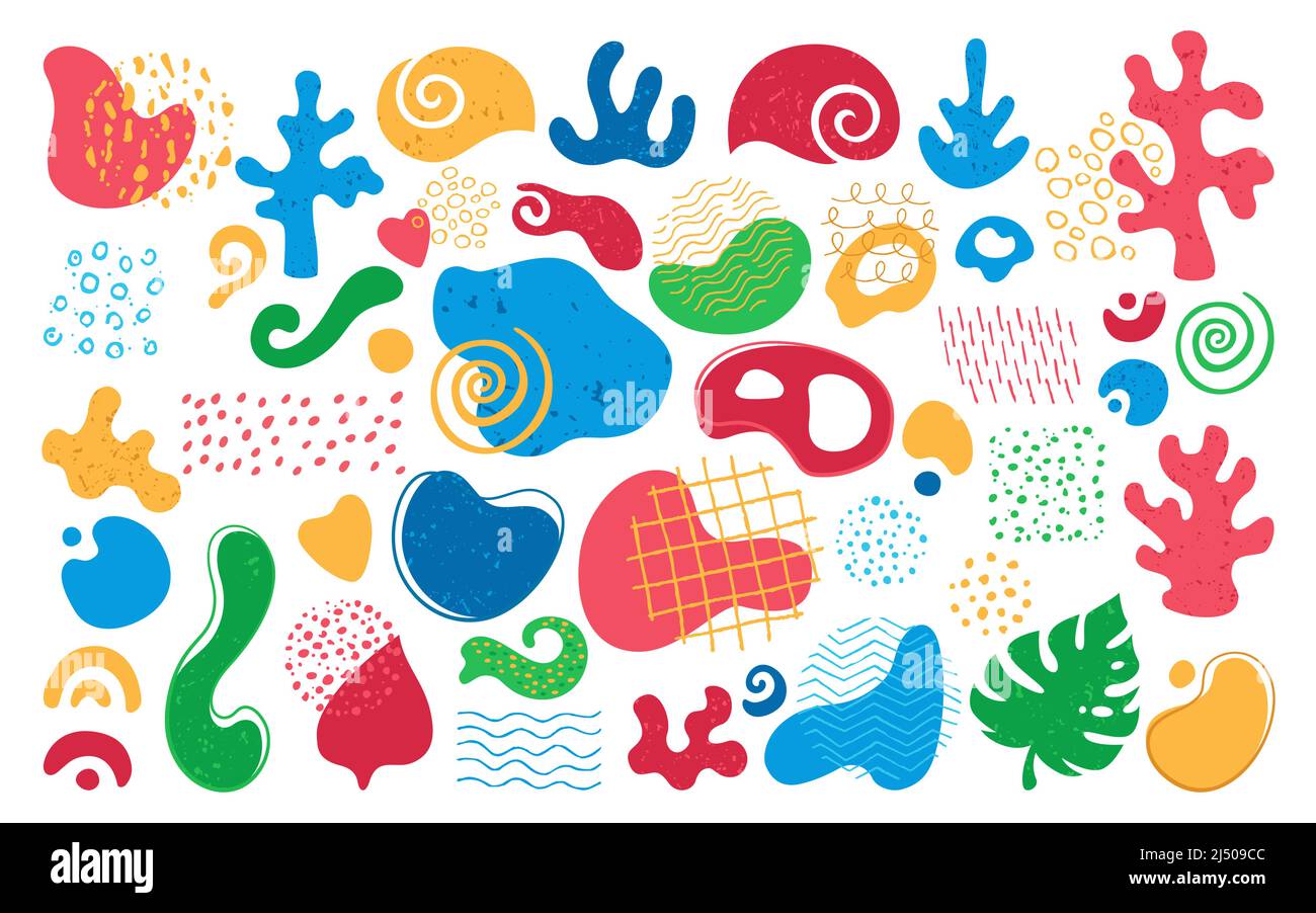 Abstract shape various doodle objects set. Hand drawn design element ...