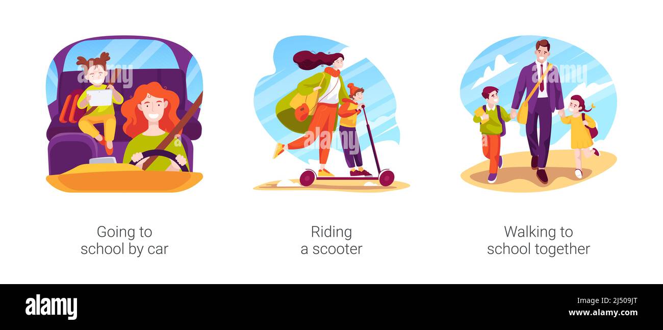 Family daily routine isolated cartoon vector illustration set Stock ...