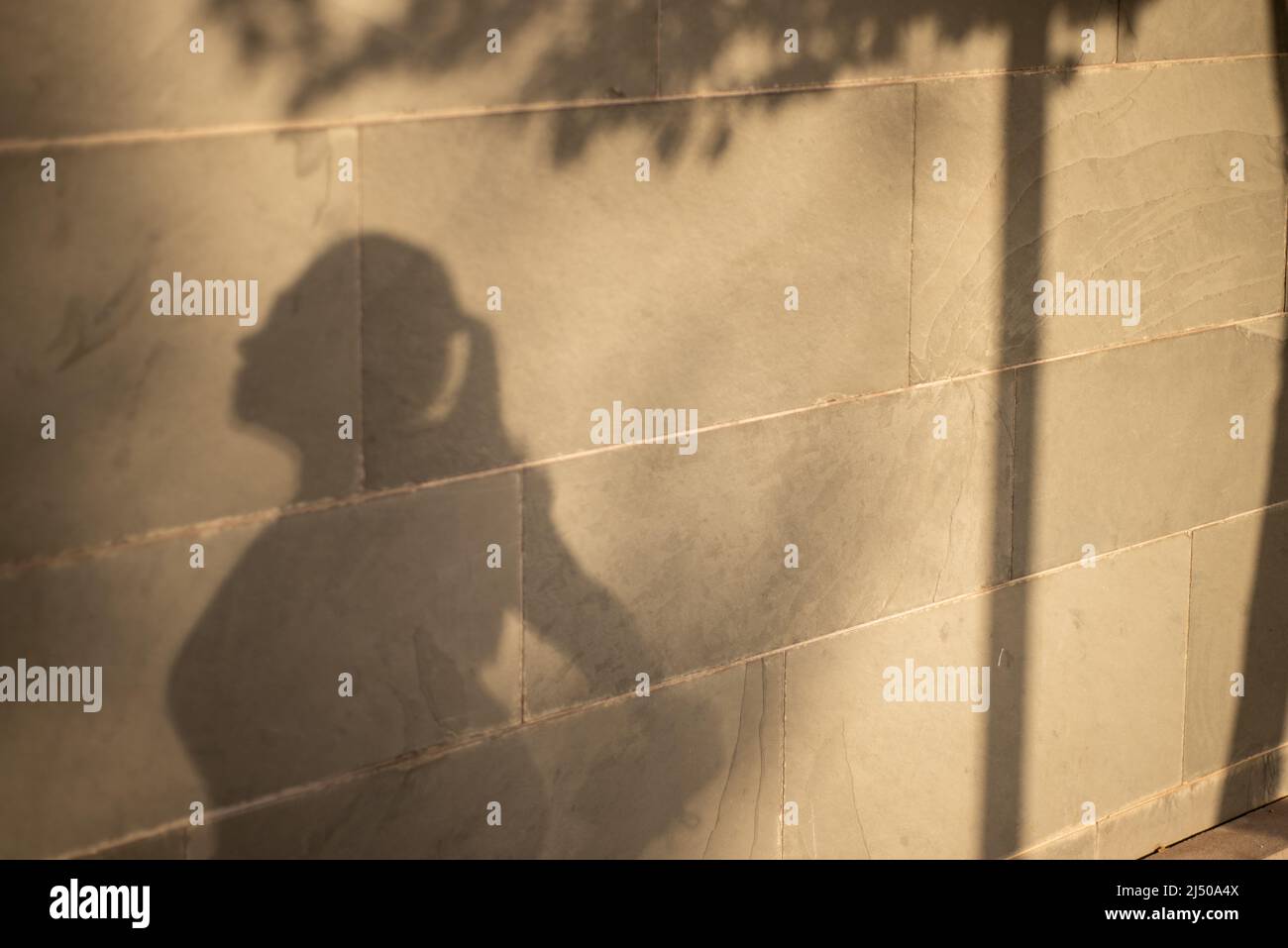 Young female health related poses with shadows Stock Photo - Alamy