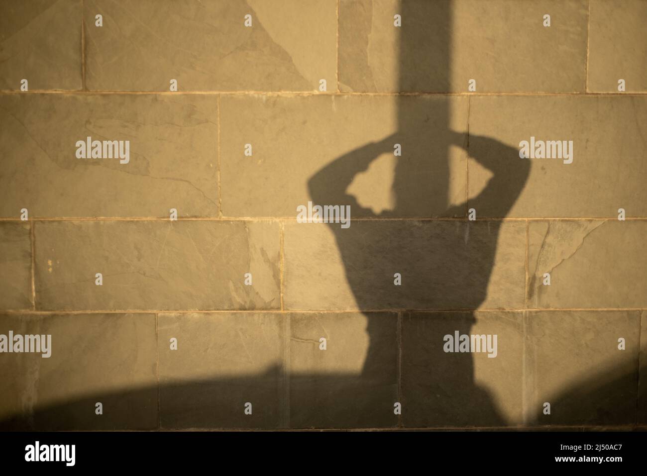 Young female health related poses with shadows Stock Photo - Alamy